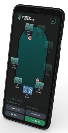 GTO Trainer image with four poker tables, hero hand visible and action ...